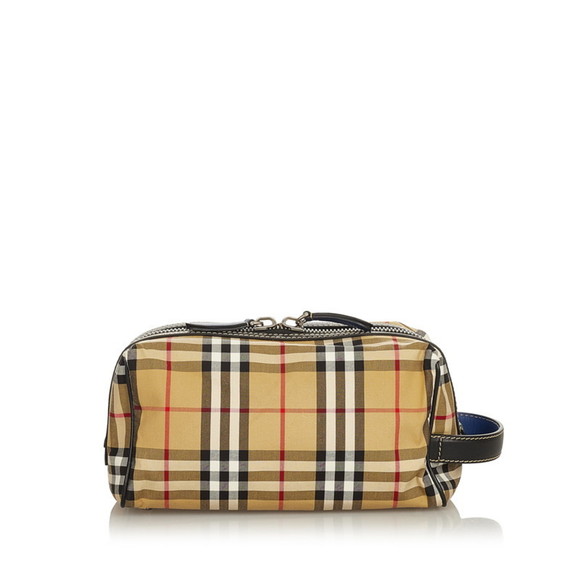Burberry | Bags | Burberry Nova Check Pouch Beige Black Blue Canvas ...